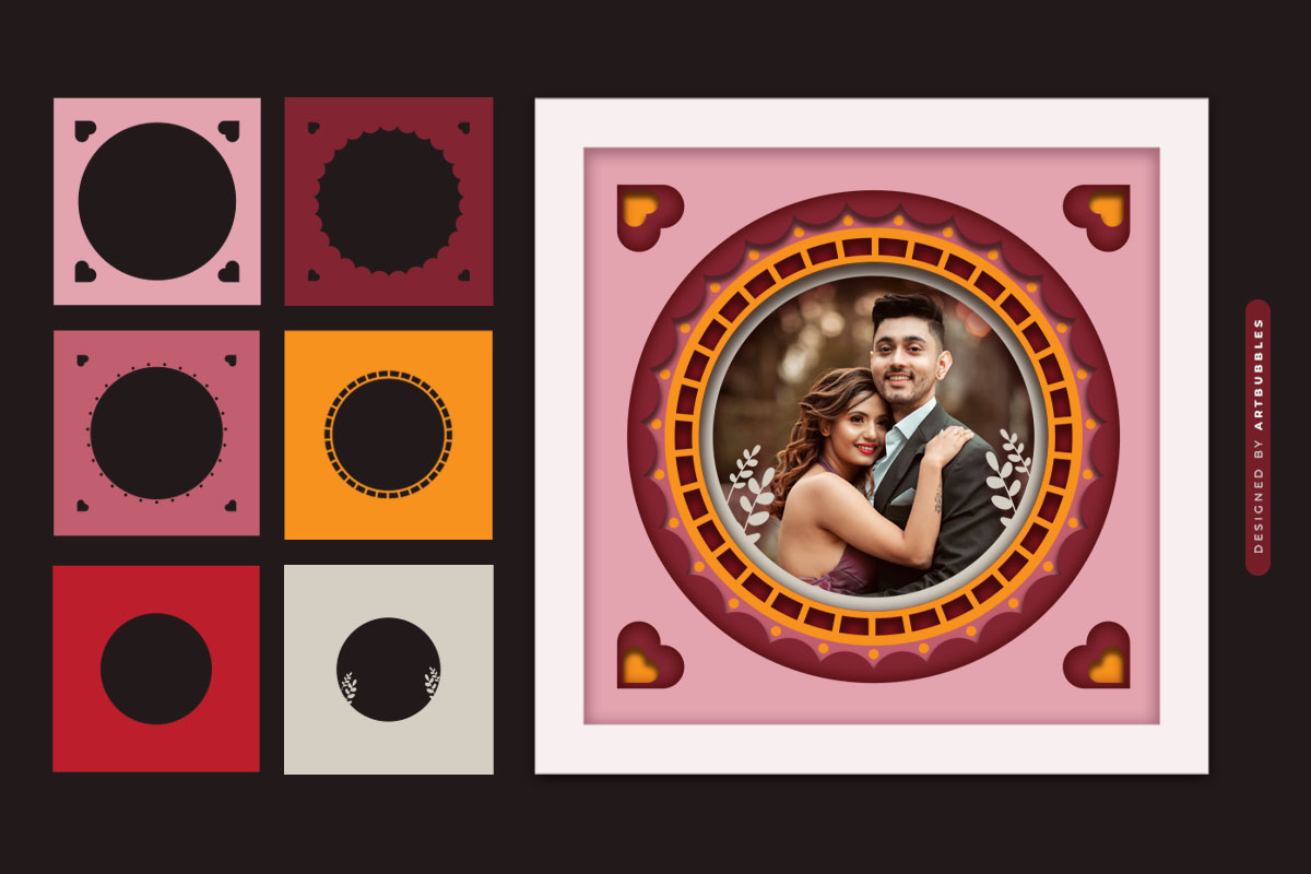 Layered Valentine Hearts Shadow Box SVG Bundle | ArtBubbles