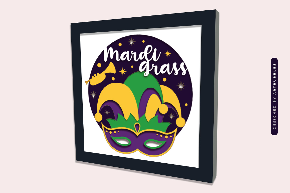 Mardi Gras Layered Shadow Box SVG | ArtBubbles