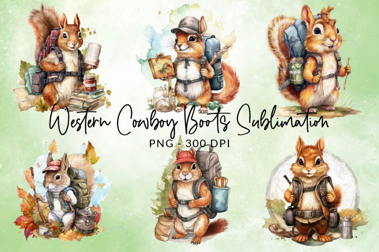 Adventure Squirrel Sublimation Clipart Bundle