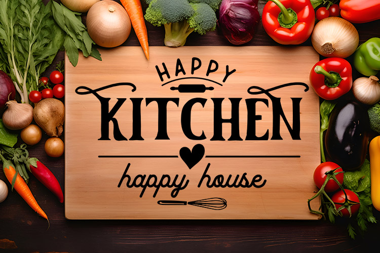 Happy Kitchen Cutting Board SVG Design | ArtBubbles