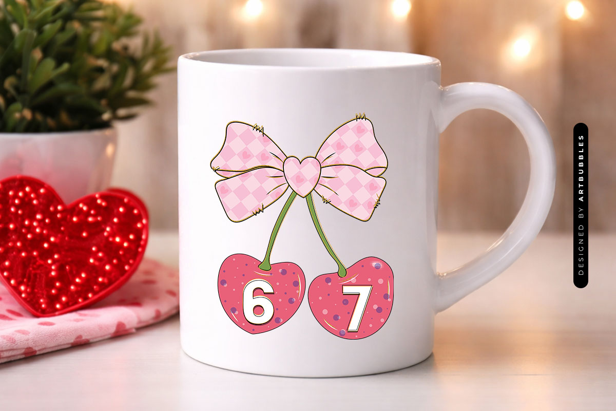 Coquette Cherry 67 Valentine Sublimation Design | ArtBubbles