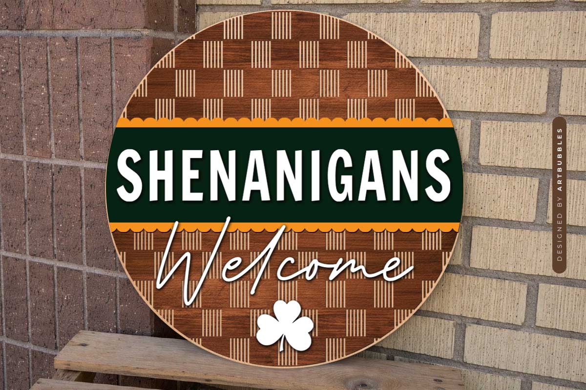 St Patrick's Day Welcome Door Sign SVG File | ArtBubbles