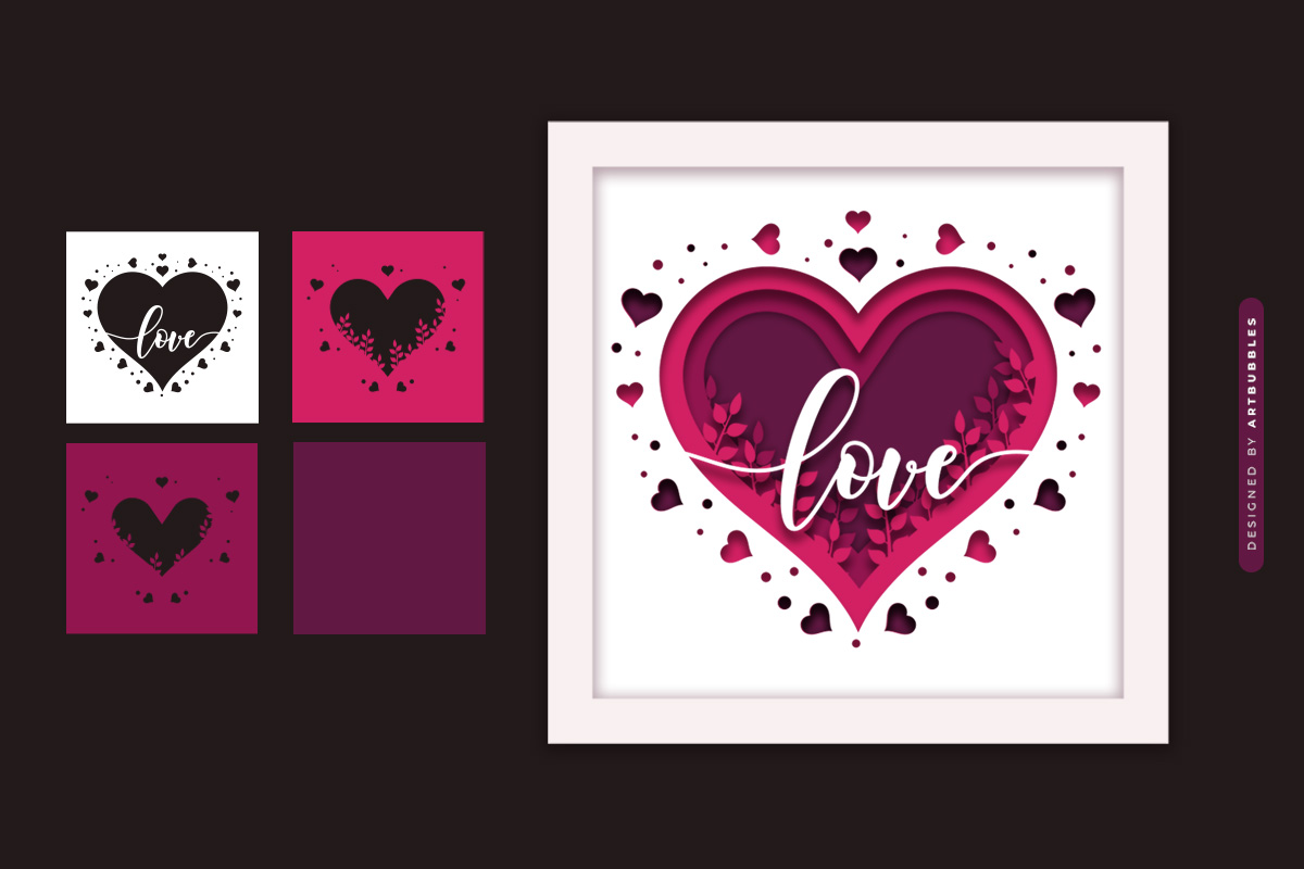 3D Valentine's Day Shadow Box SVG Bundle | ArtBubbles