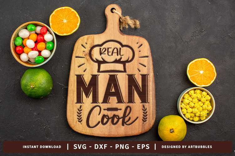 Real Man Cook - Kitchen Cutting Board SVG | ArtBubbles