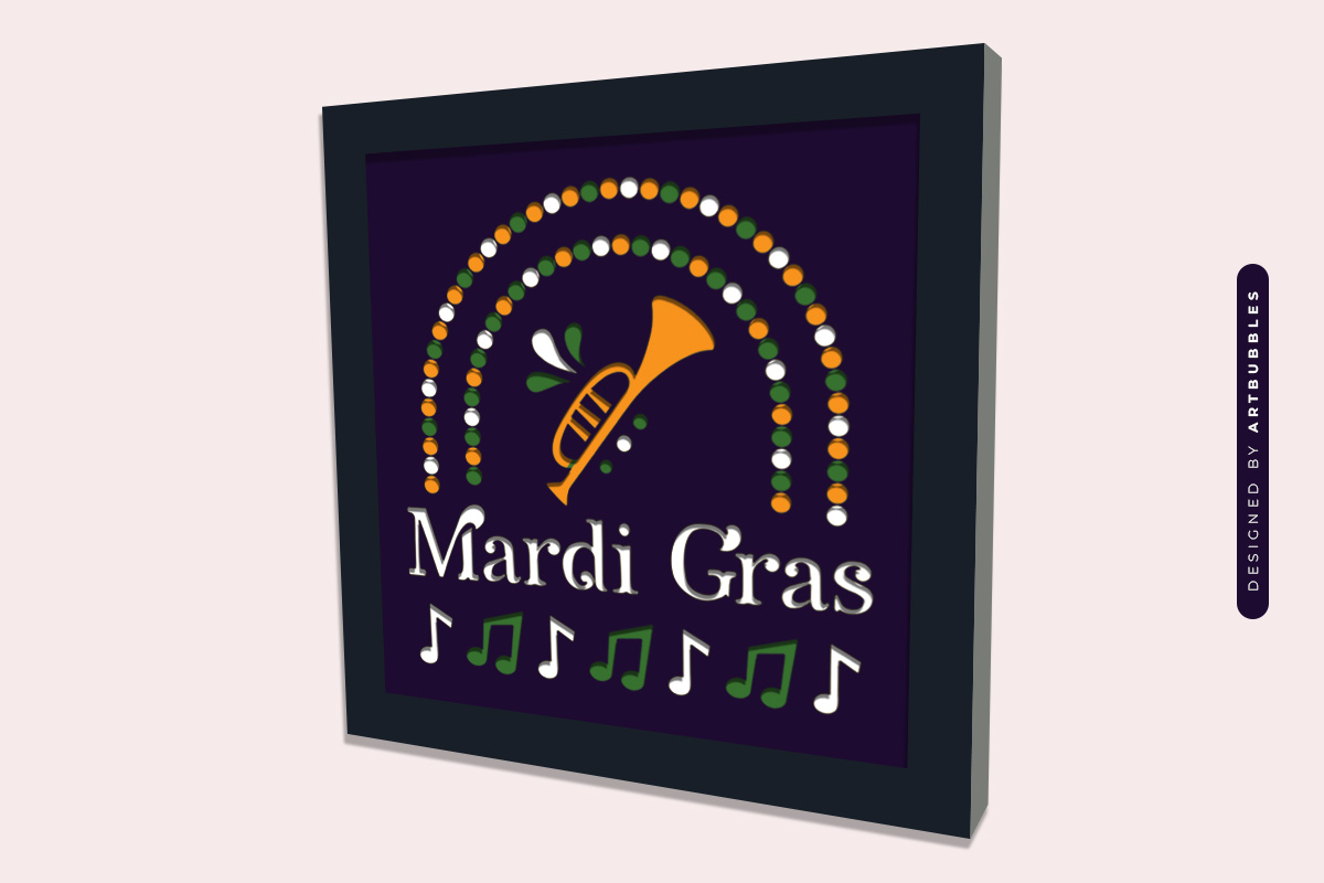 3D Mardi Gras SVG Shadow Box | ArtBubbles