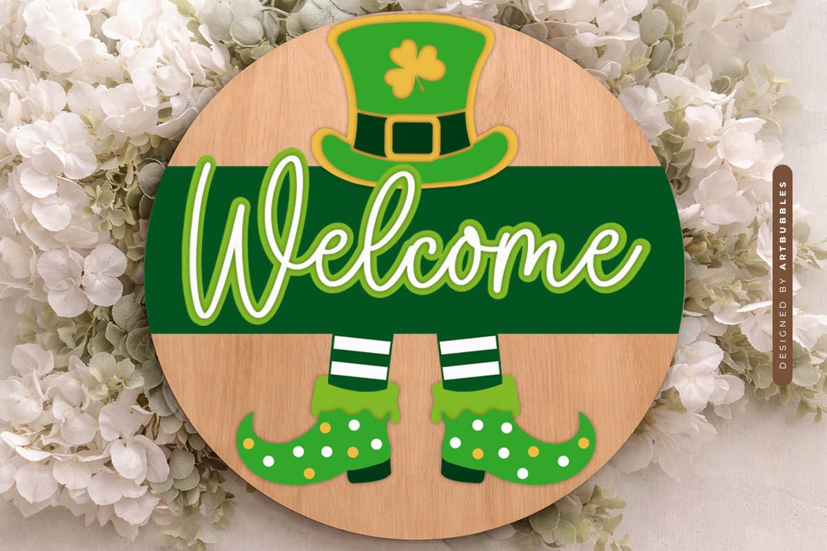 St Patrick's Day Welcome Door Sign SVG | ArtBubbles