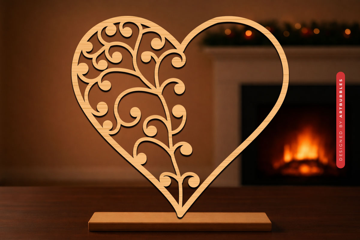 Laser Cut Swirl Heart Valentine SVG File | ArtBubbles