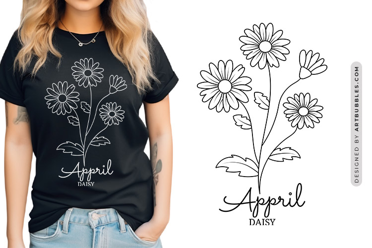 April Birth Month Flower Daisy SVG Vector | ArtBubbles