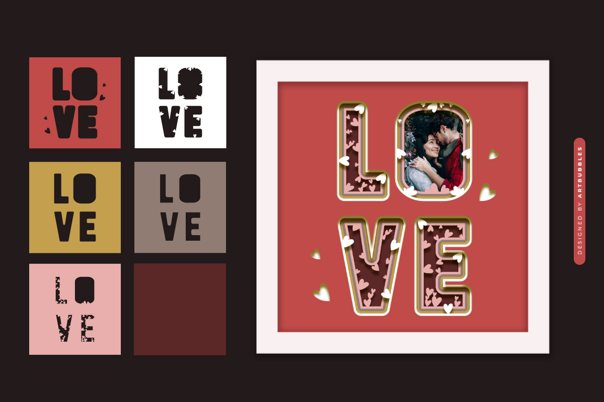 Custom Photo Valentine Love Shadow Box SVG | ArtBubbles