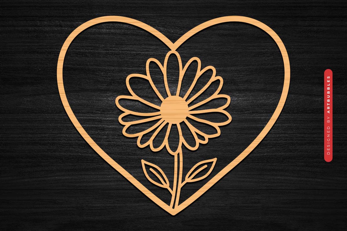 Valentine Floral Heart Laser Cut SVG Design | ArtBubbles