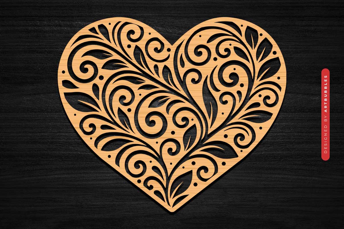 Laser Cut Swirl Valentine's Day Heart SVG | ArtBubbles