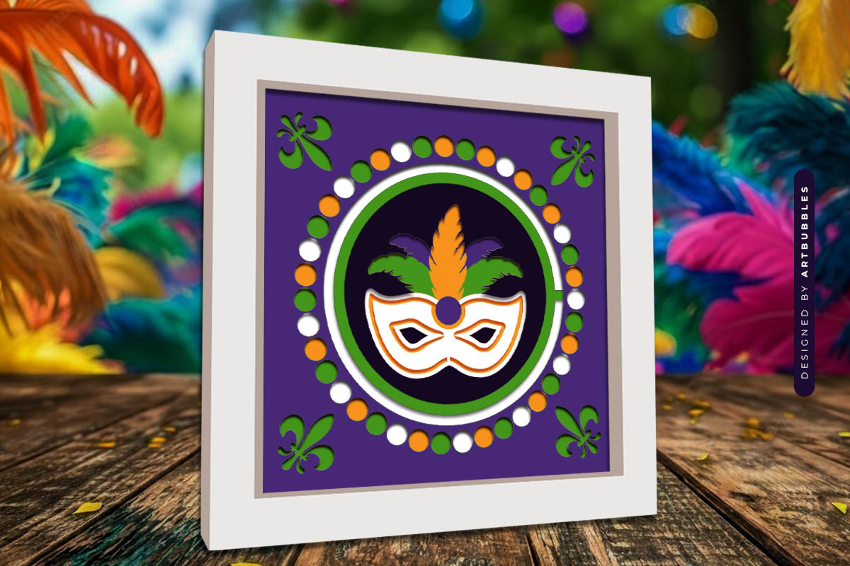 Mardi Gras Layered Shadow Box SVG PNG | ArtBubbles