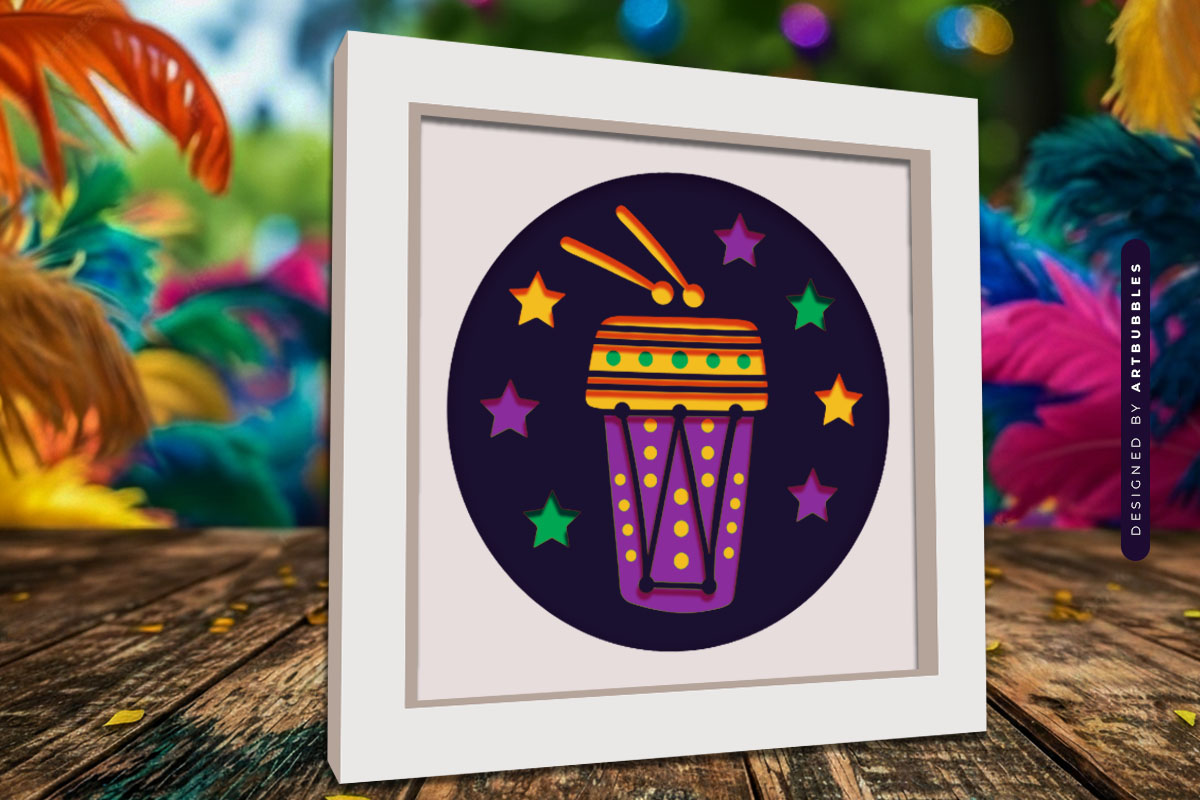 Layered Mardi Gras Shadow Box SVG PNG | ArtBubbles