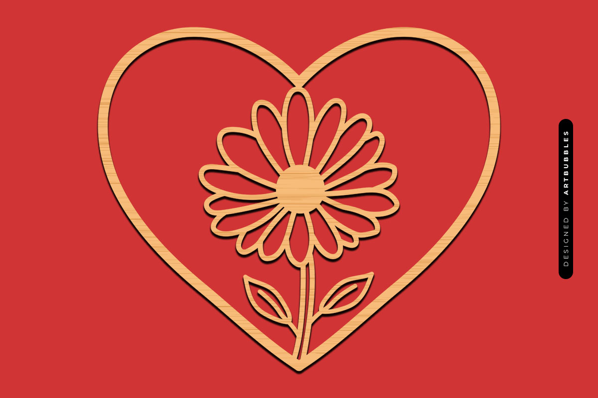 Valentine Floral Heart Laser Cut SVG Design | ArtBubbles