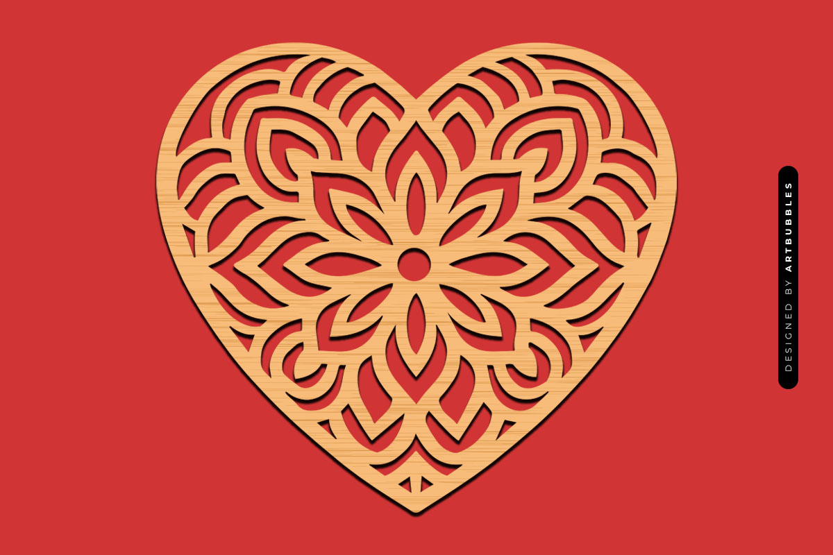 Laser Cut Swirl Pattern Heart Valentines SVG | ArtBubbles