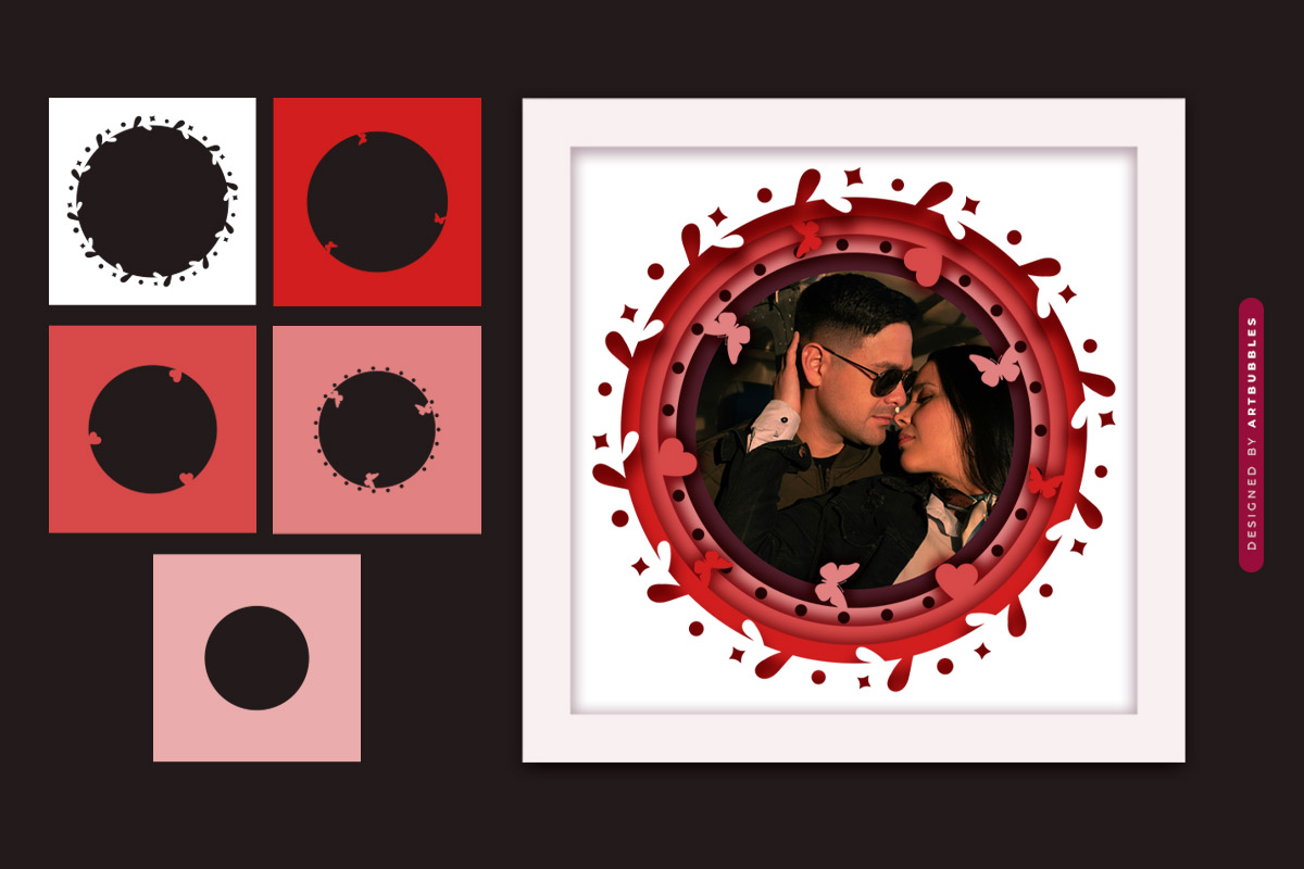 Custom Couple Photo Valentine Shadow Box SVG | ArtBubbles