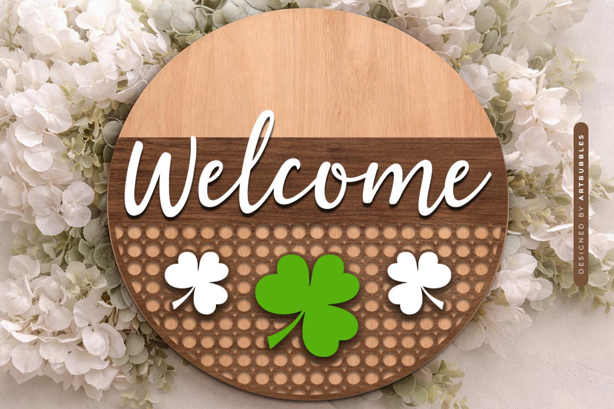 Welcome St Patrick's Day Door Hanger SVG | ArtBubbles