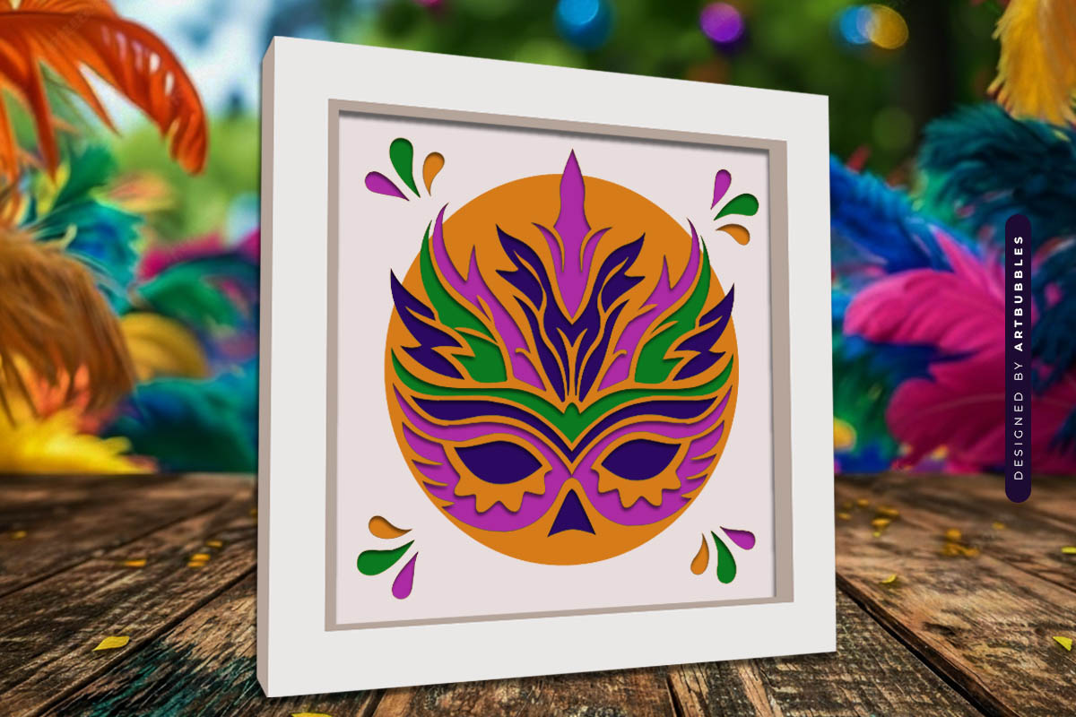 Layered Mardi Gras Shadow Box SVG File | ArtBubbles