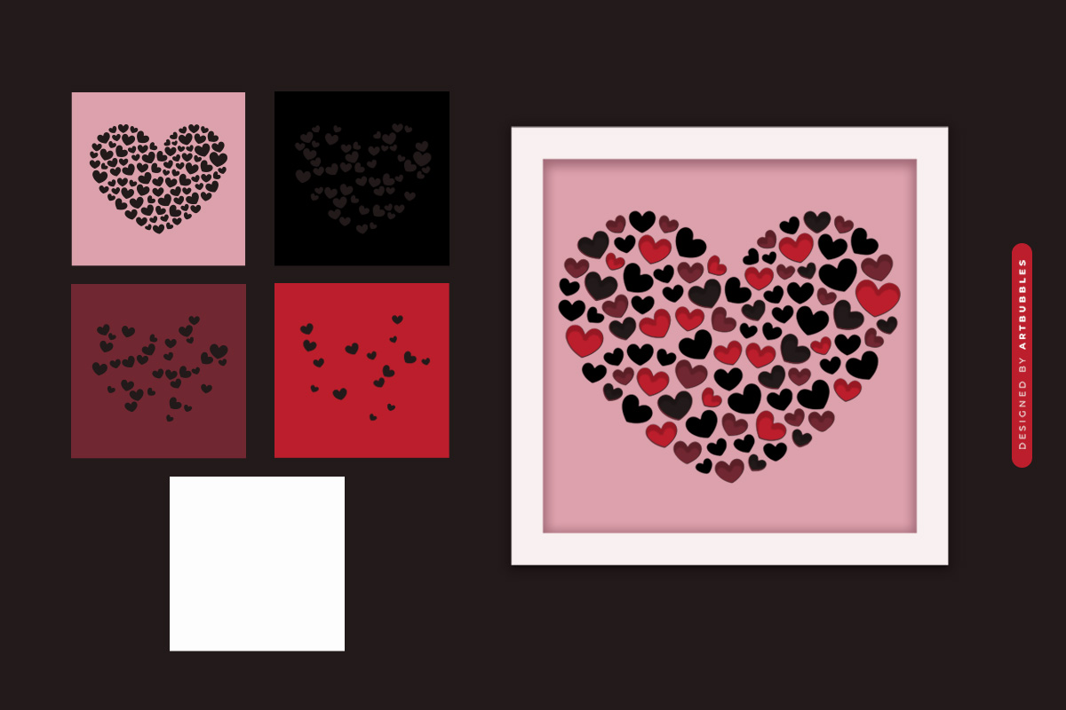 3D Heart Valentine Shadow Box SVG Design | ArtBubbles