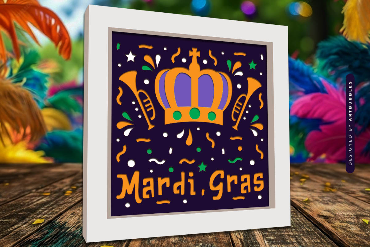 Mardi Gras Shadow Box SVG Cut File | ArtBubbles