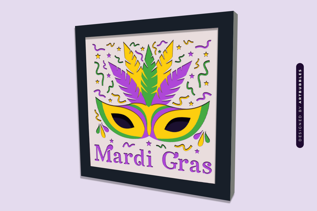 Mardi Gras Shadow Box SVG Vector | ArtBubbles