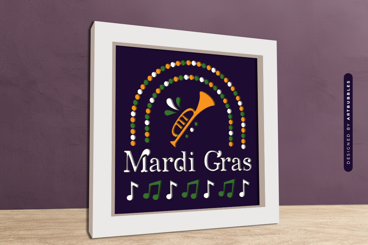 3D Mardi Gras SVG Shadow Box | ArtBubbles