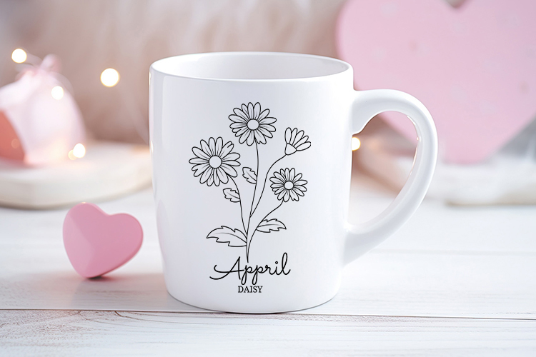 April Birth Month Flower Daisy SVG Vector | ArtBubbles