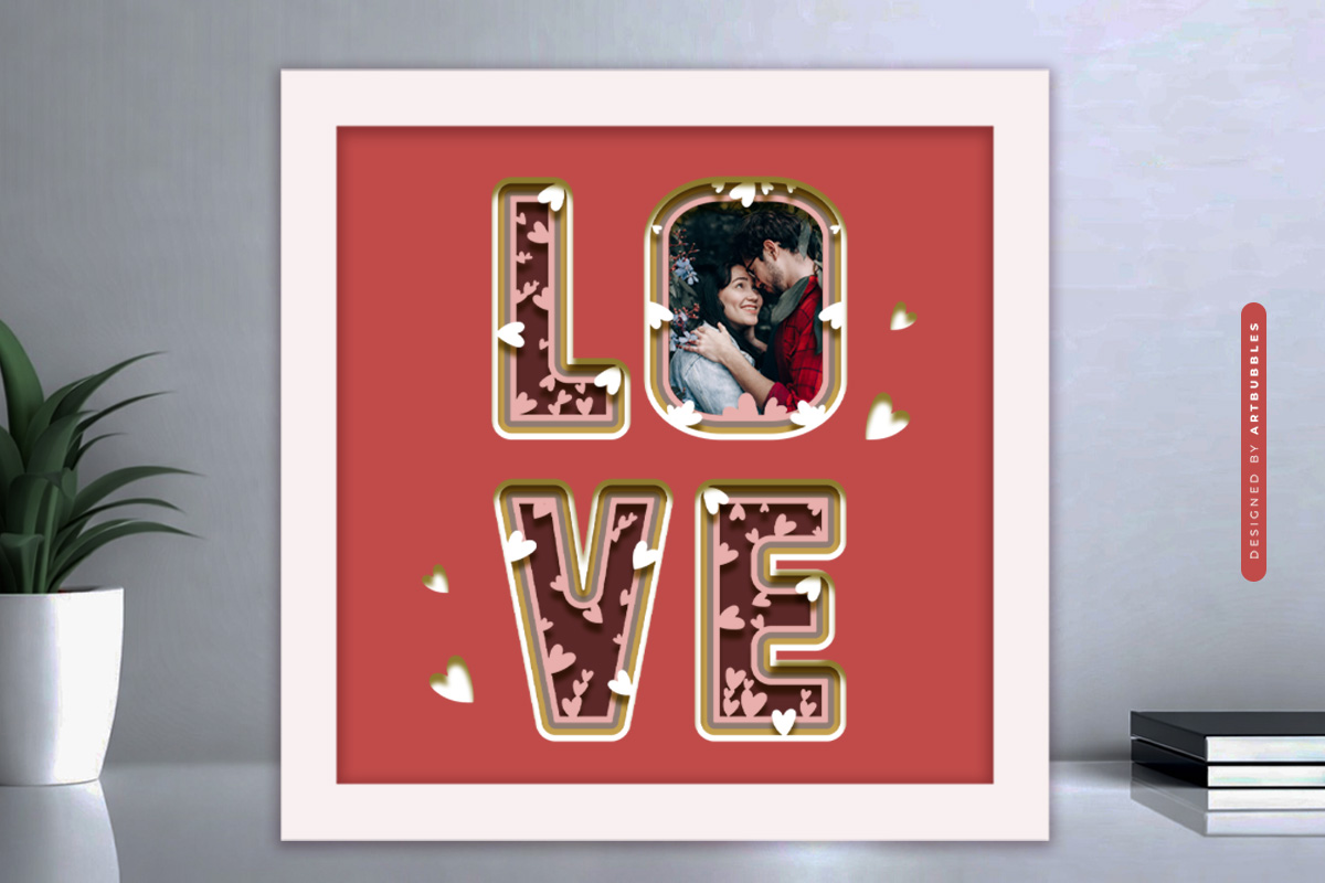 Custom Photo Valentine Love Shadow Box SVG | ArtBubbles